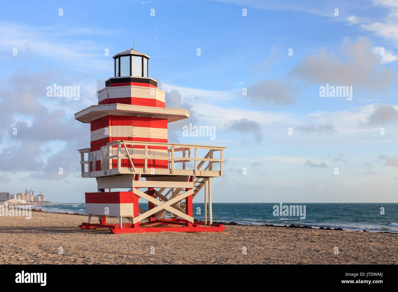 A lifeguard station on South Beach, Miami in Florida, USA Stock Photo ...
