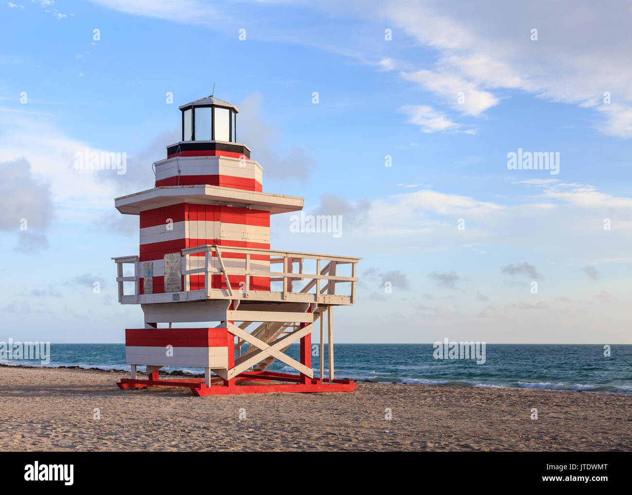 A lifeguard station on South Beach, Miami in Florida, United States of ...