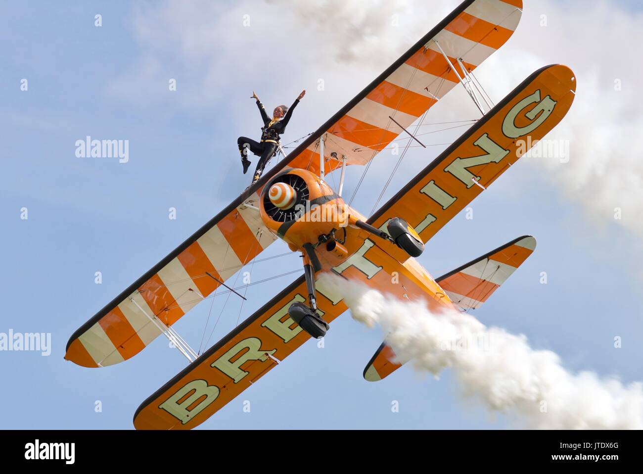 Breitling Wingwalkers Boeing Stearman biplane Stock Photo - Alamy