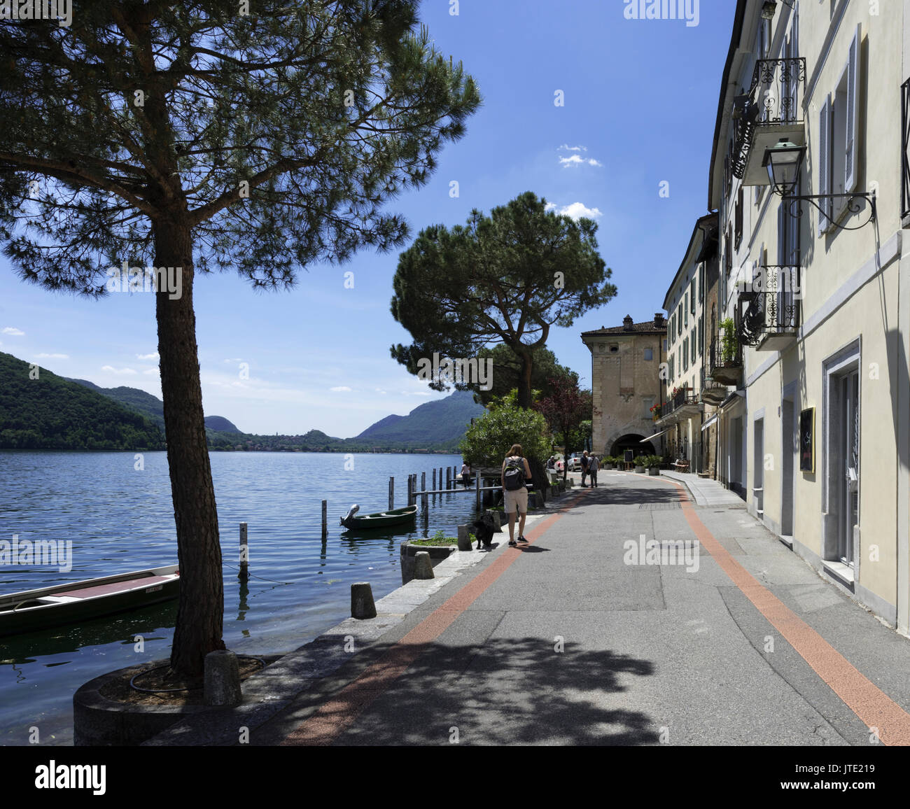 The promenade of Morcote with Lake Lugano - Morcote, Lake Lugano ...