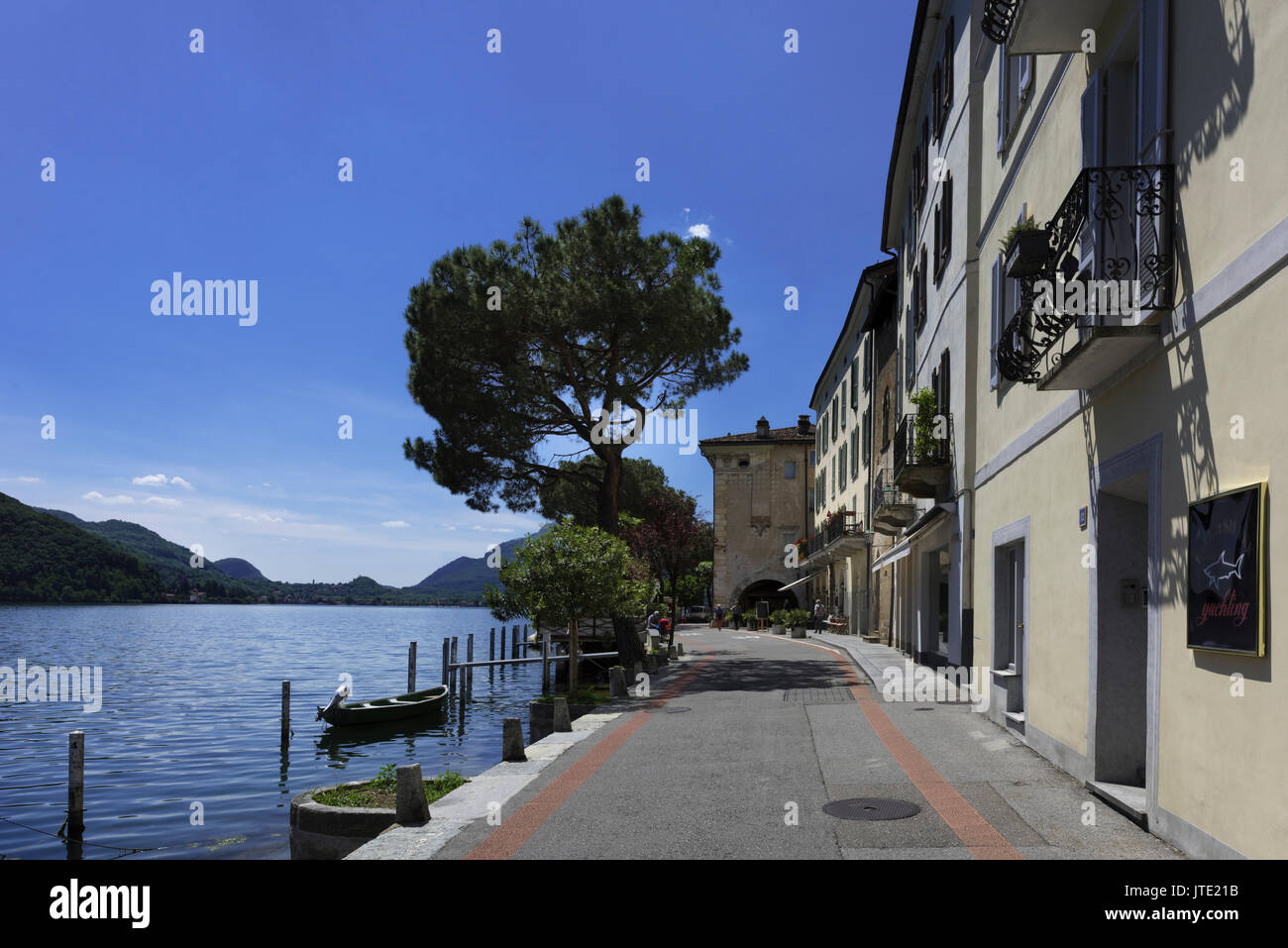 The promenade of Morcote with Lake Lugano - Morcote, Lake Lugano ...