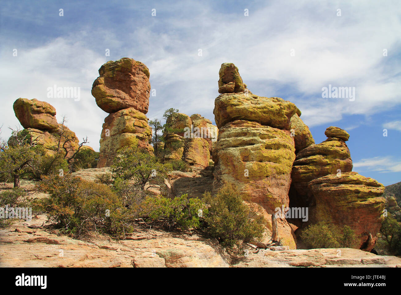 Echo Canyon rock hoodoos formation in Chiricahua National Monument near Wilcox, in southern ...