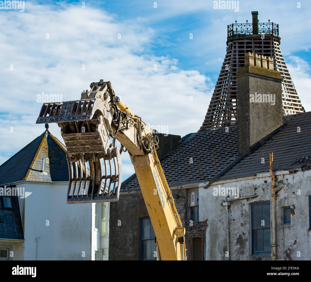Demolition of Port Erin Royal Hotel Stock Photo - Alamy