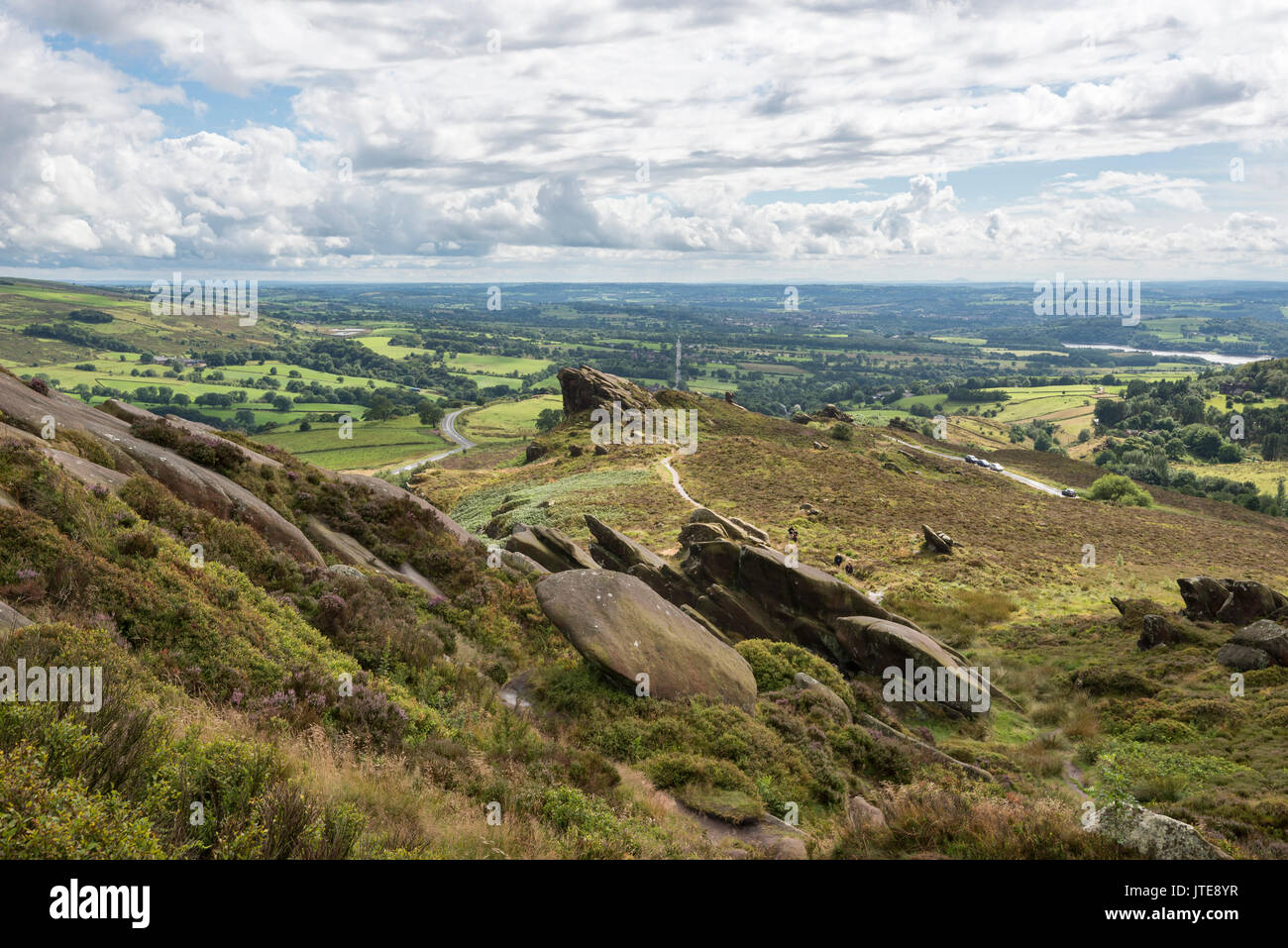 View from Ramshaw rocks in the Peak District national park ...