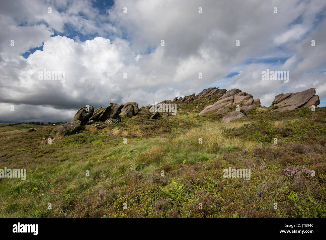 Rocky outcrop at Ramshaw rocks near the Roaches in the Peak District ...