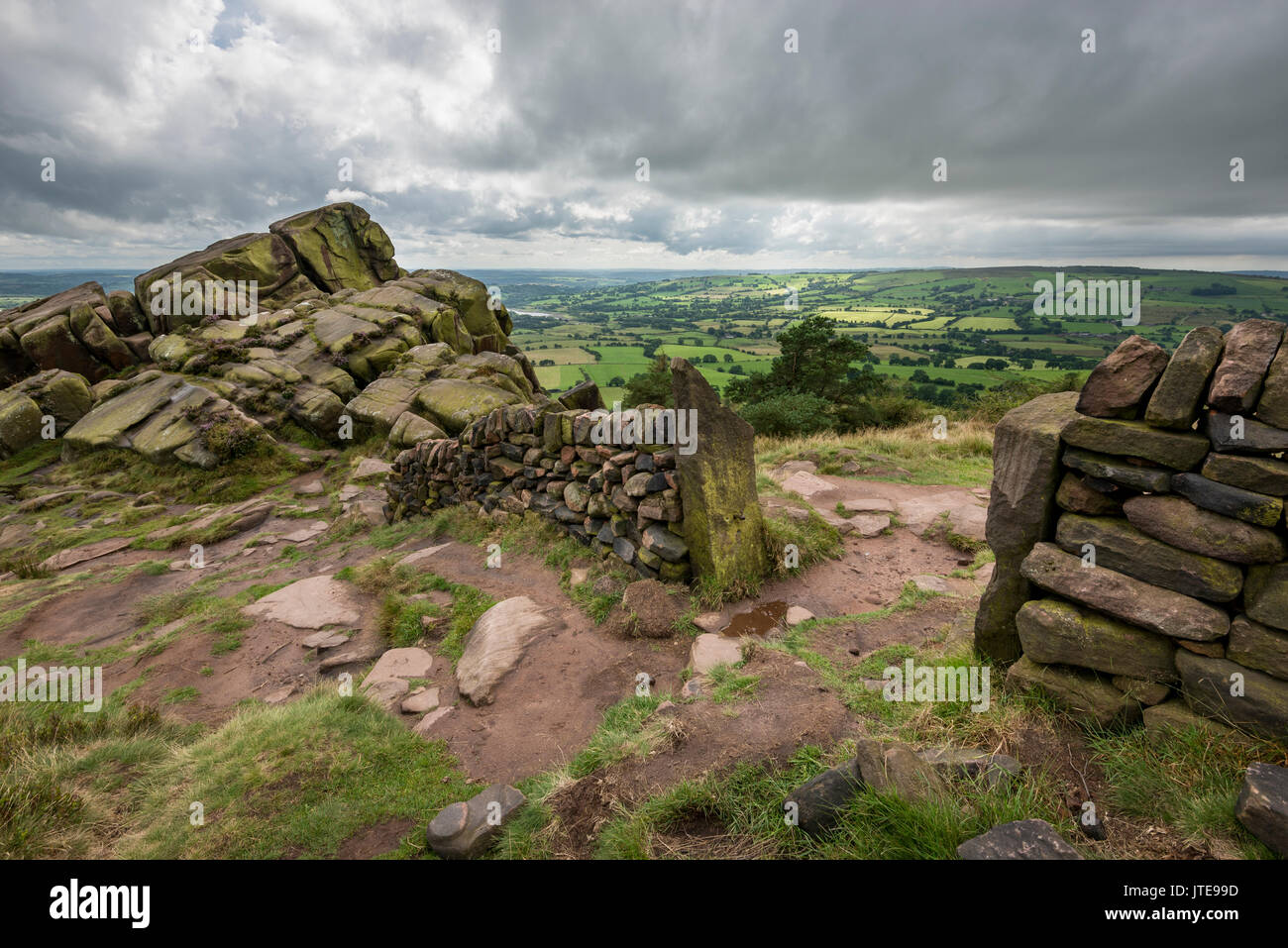 Rocky path at The Roaches in the Peak District, Staffordshire, England ...