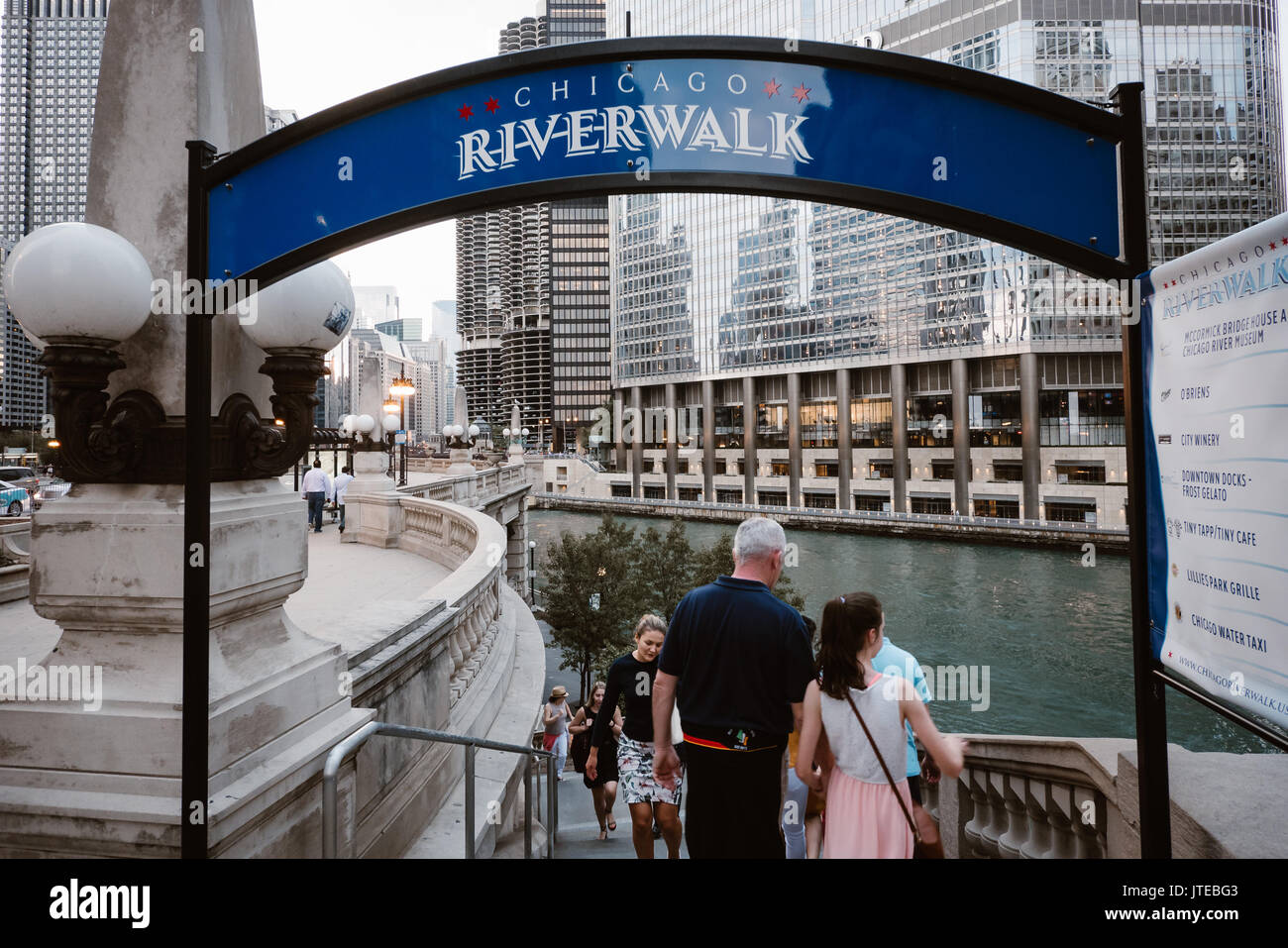 chicago riverwalk sign Stock Photo - Alamy