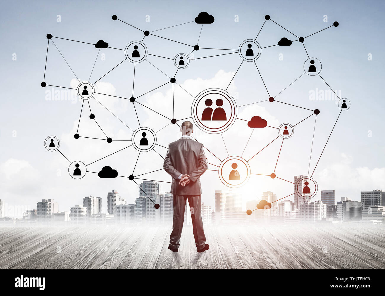 Social connection concept drawn on screen as symbol for teamwork Stock ...