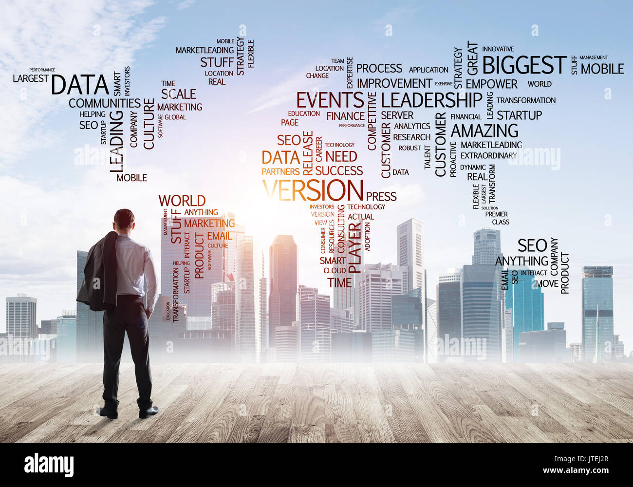 Motivation and inspiration concept with modern cityscape and ...