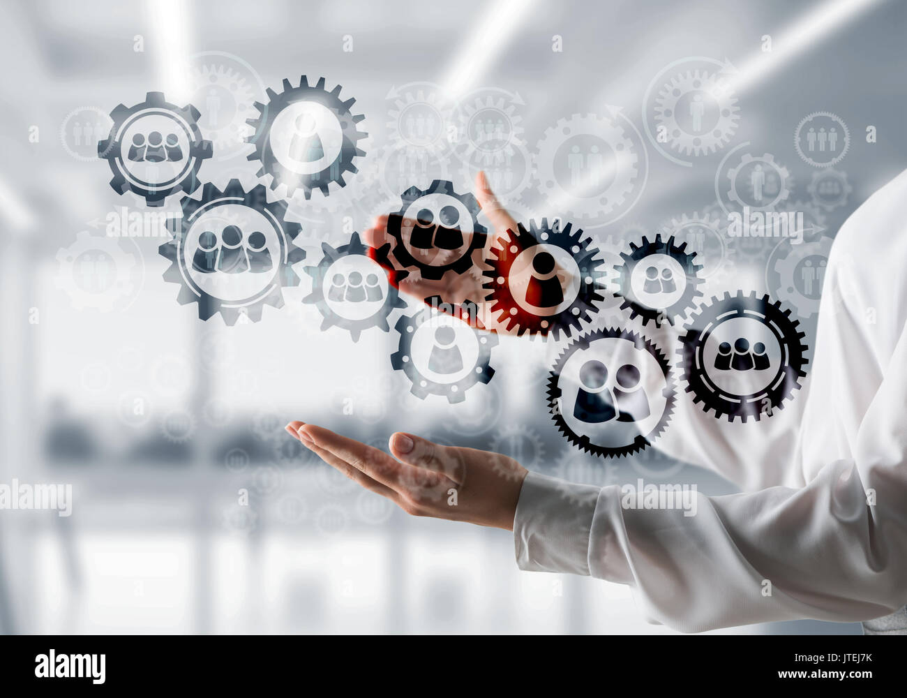 Cogwheels and gears mechanism as social communication concept Stock ...