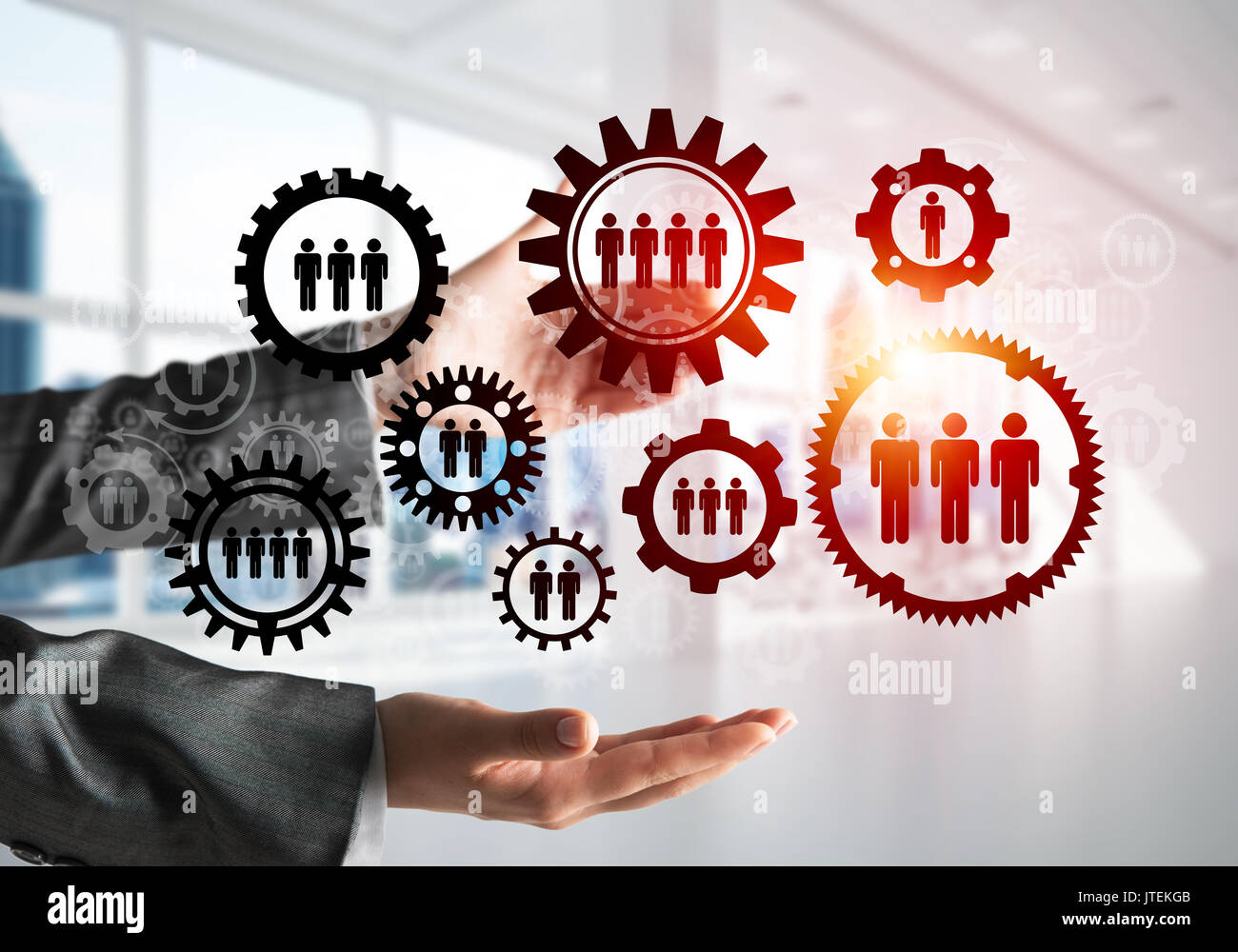 Cogwheels and gears mechanism as social communication concept Stock ...