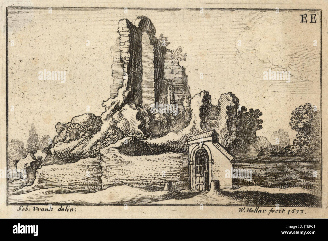 Wenceslas Hollar Ruins and a barred gate (State 3 Stock Photo - Alamy