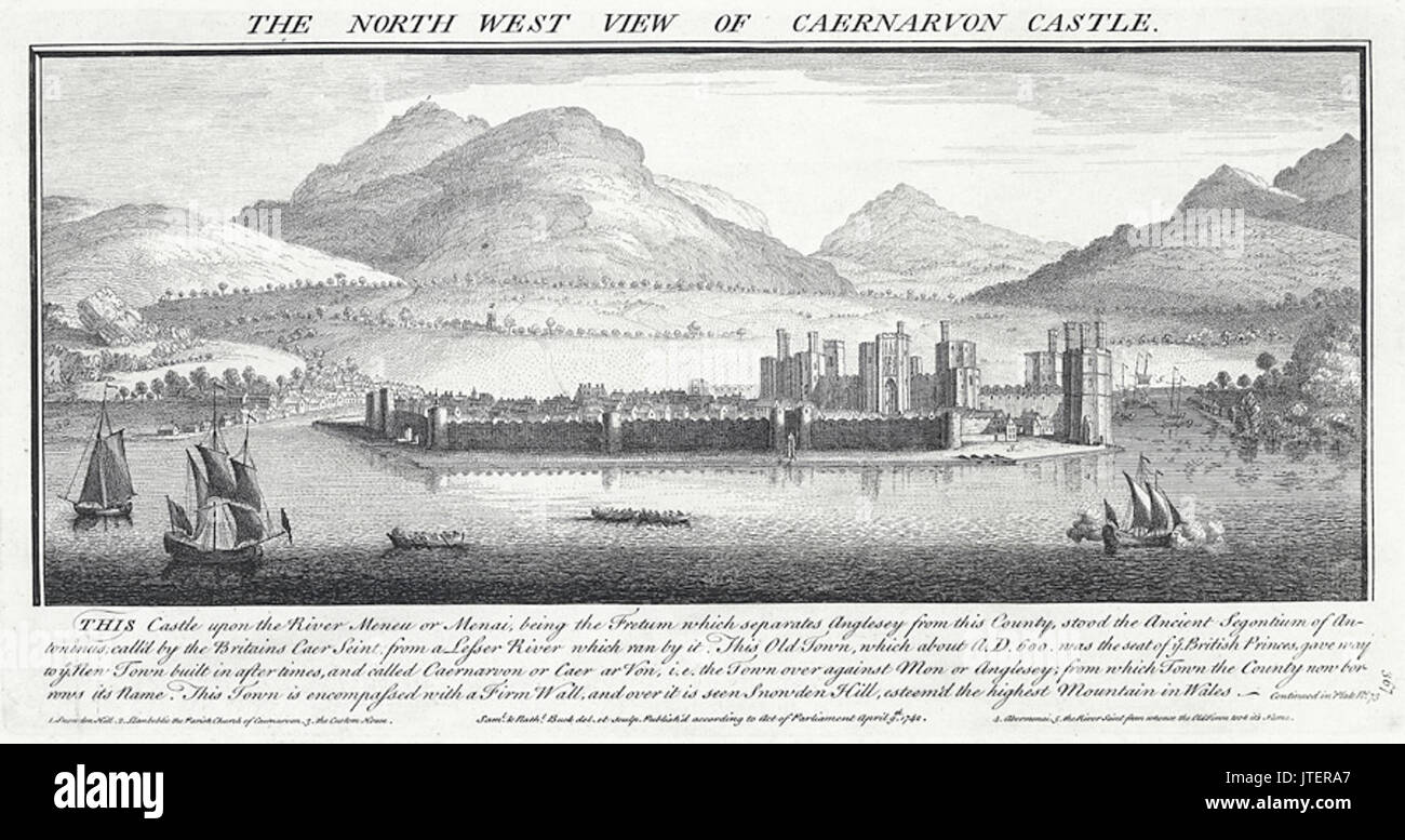 The north west view of Caernarvon Castle Stock Photo - Alamy