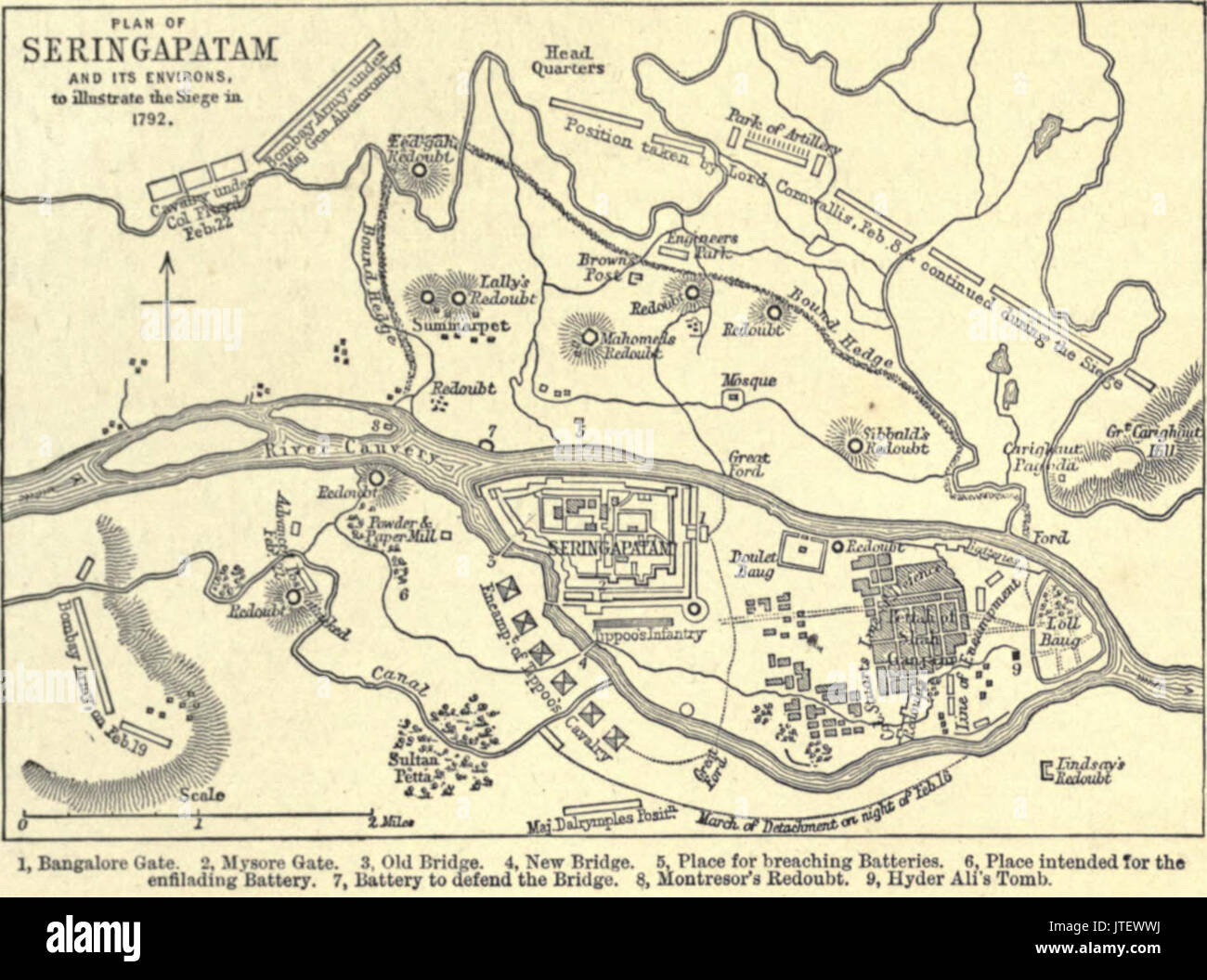 Plan of Seringapatam and its environs Stock Photo - Alamy