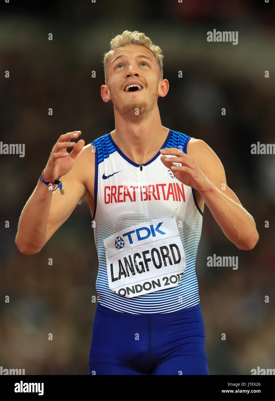 Great Britain's Kyle Langford reacts to finishing fourth in the Men's ...