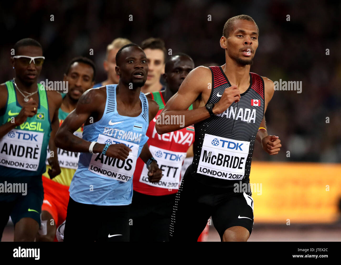 Canada's Brandon Mcbride in action during the Men's 800m Final during ...