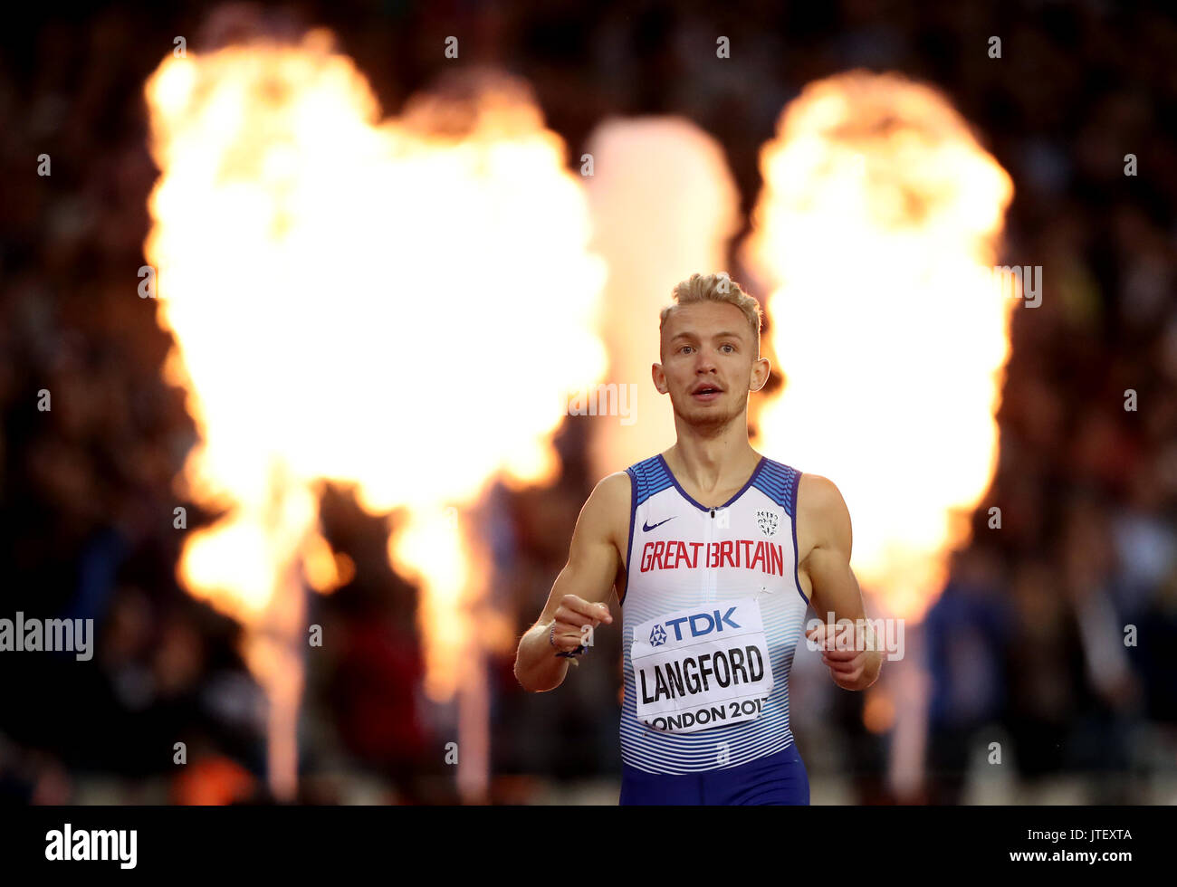 Great Britain's Kyle Langford reacts after the Men's 800m Final during ...