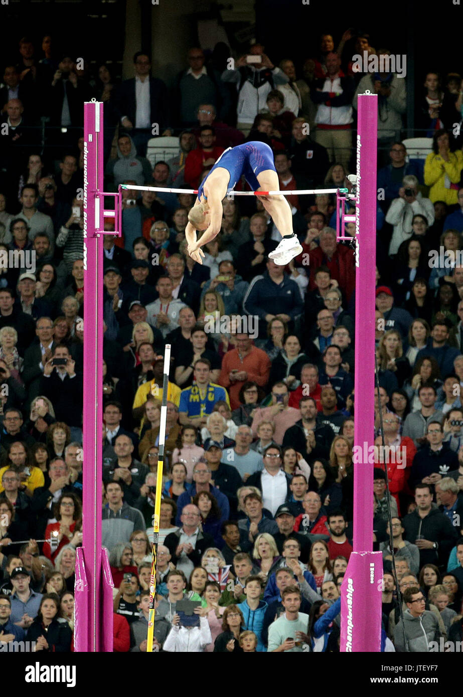 USA's Sam Kendricks in action during the Men's Pole Vault final during ...