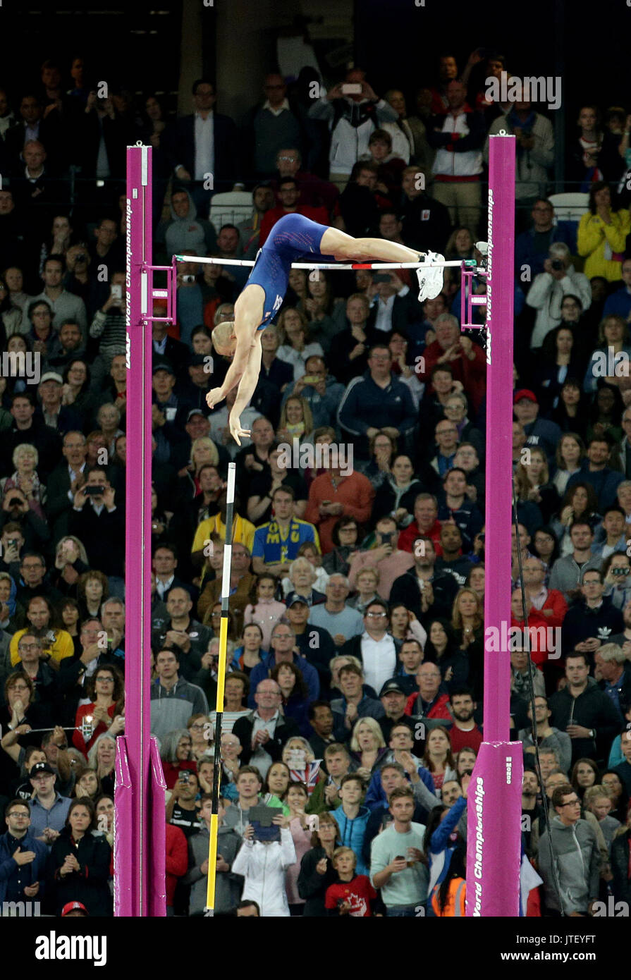 USA's Sam Kendricks in action during the Men's Pole Vault final during ...