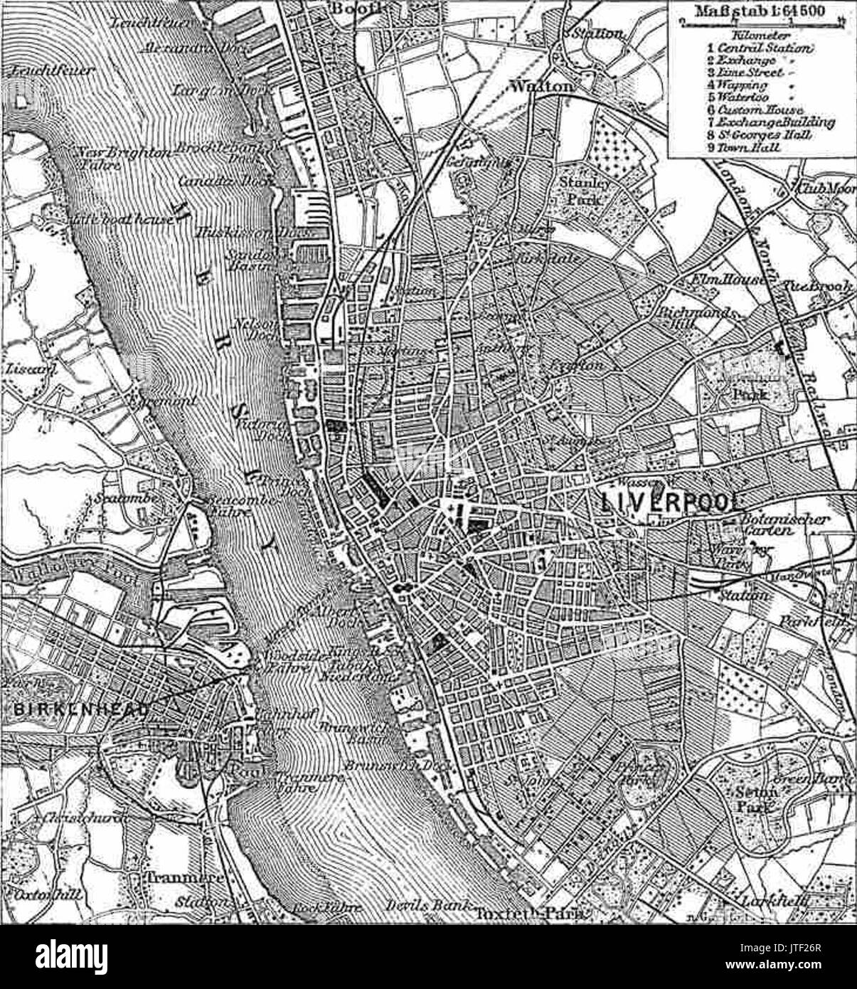Old map of liverpool Black and White Stock Photos & Images - Alamy