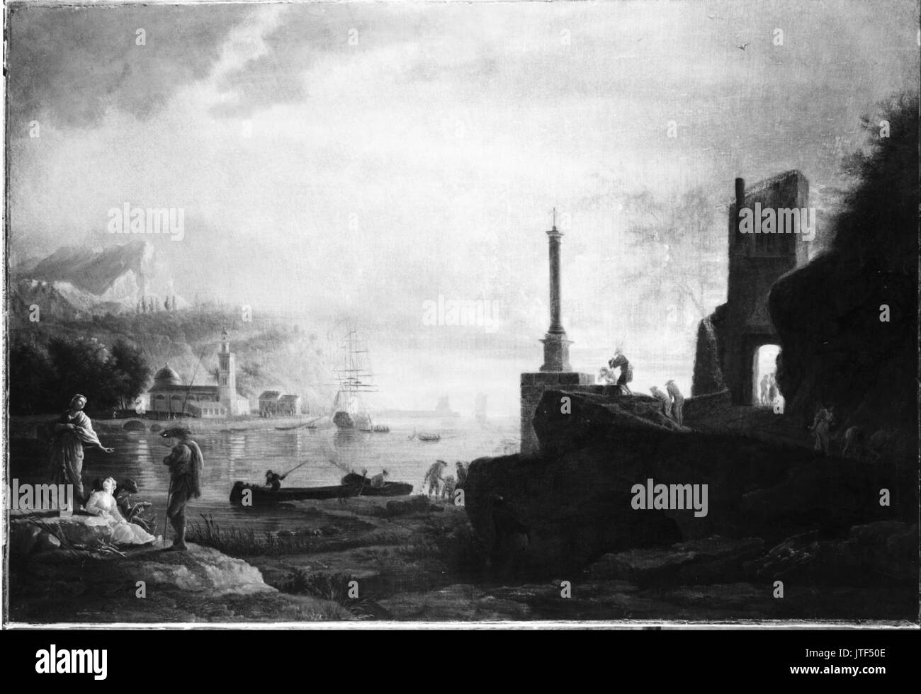 Seaport at sunset Black and White Stock Photos & Images - Alamy