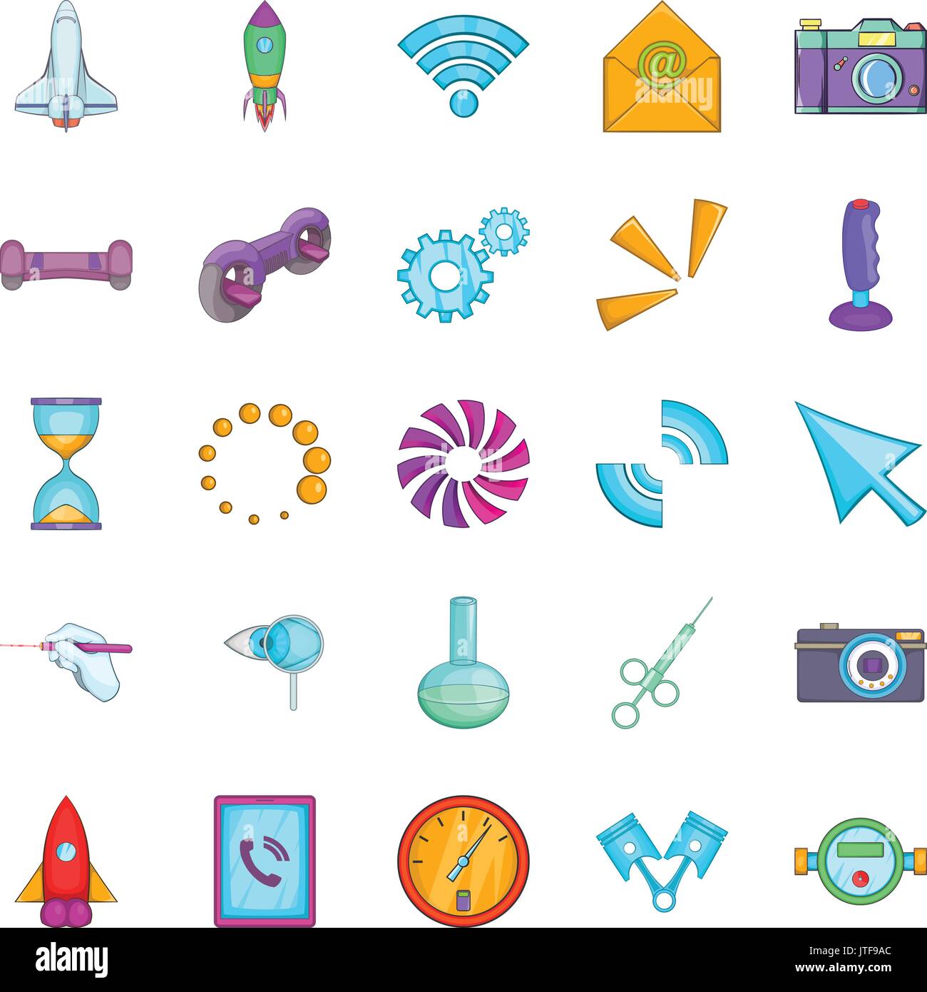 Progressive technology icons set, cartoon style Stock Vector Image ...
