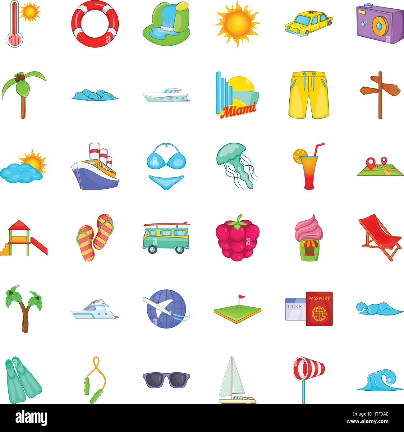 Big vacation icons set, cartoon style Stock Vector Image & Art - Alamy