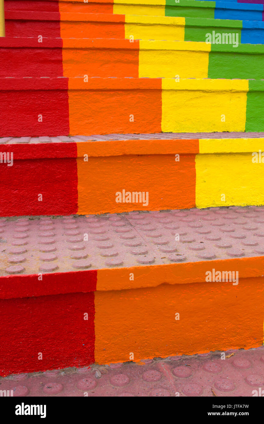 Rainbow. Beautiful rainbow stairs. Costa del Sol, Andalusia, Spain ...