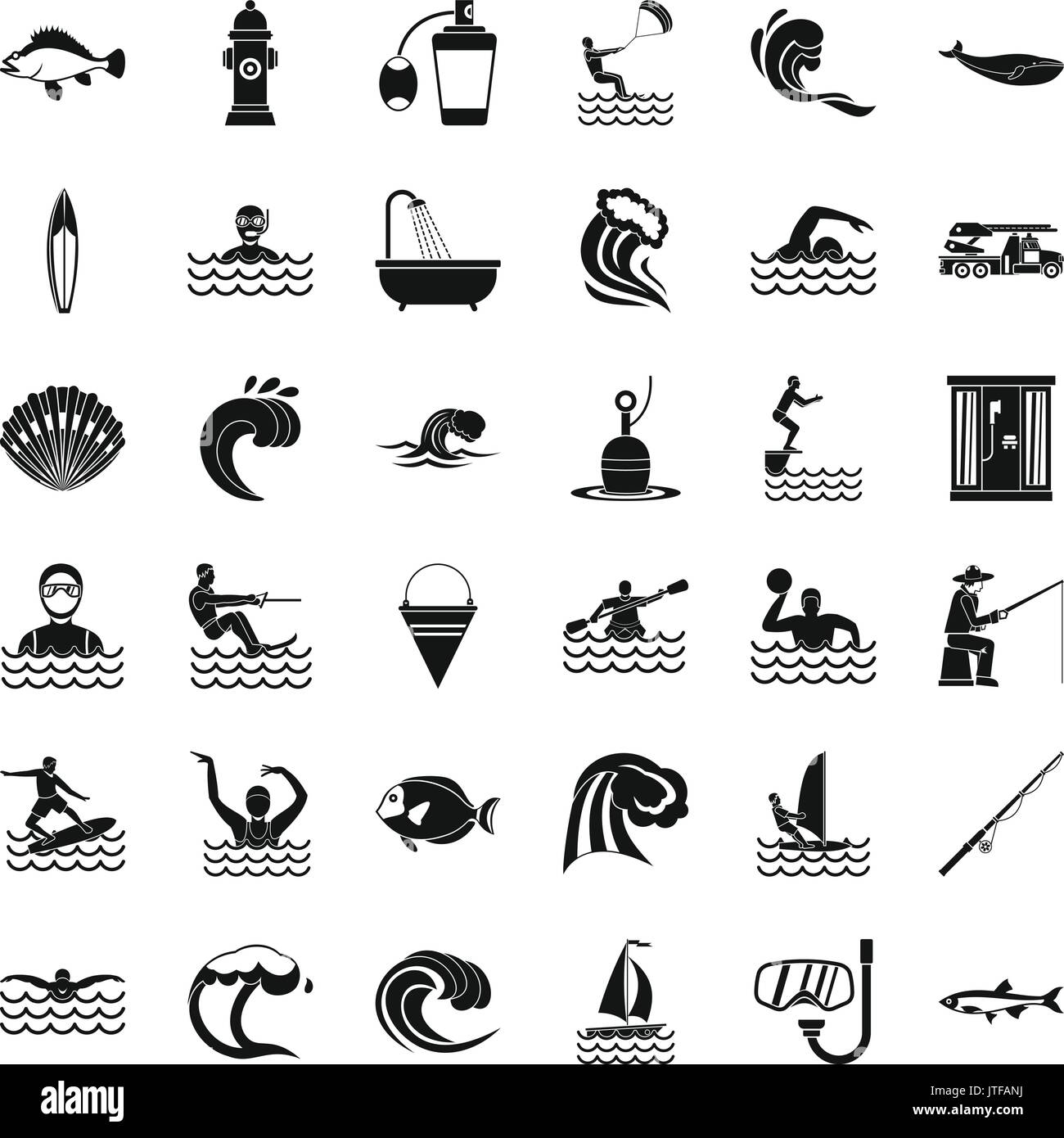 Water wave icons set, simple style Stock Vector Image & Art - Alamy