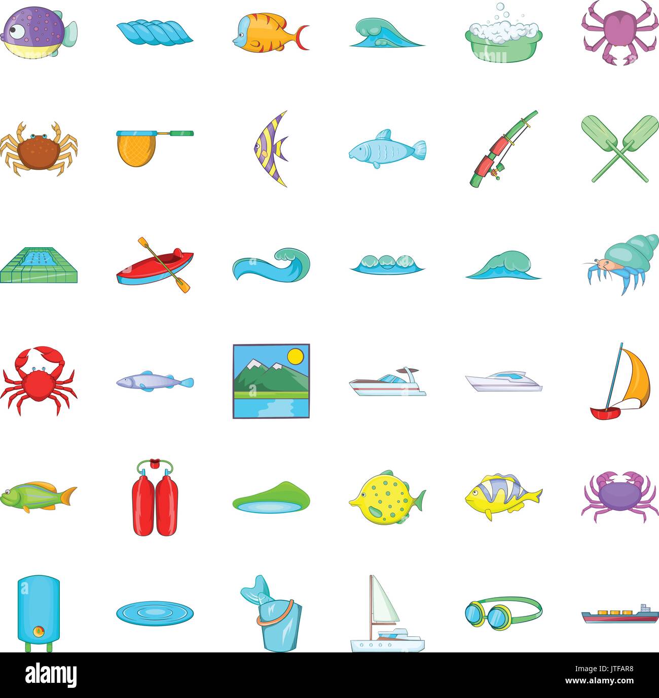 Sea water icons set, cartoon style Stock Vector Image & Art - Alamy