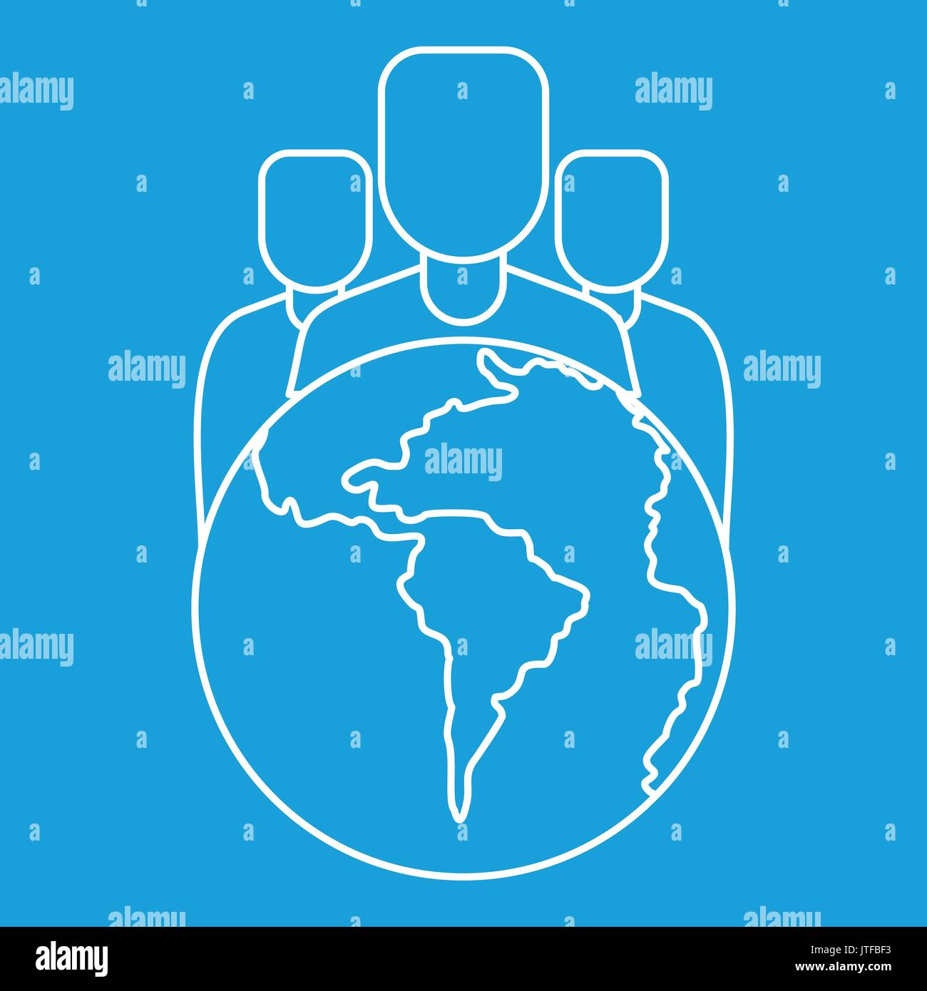 World planet and people icon, outline style Stock Vector Image & Art ...