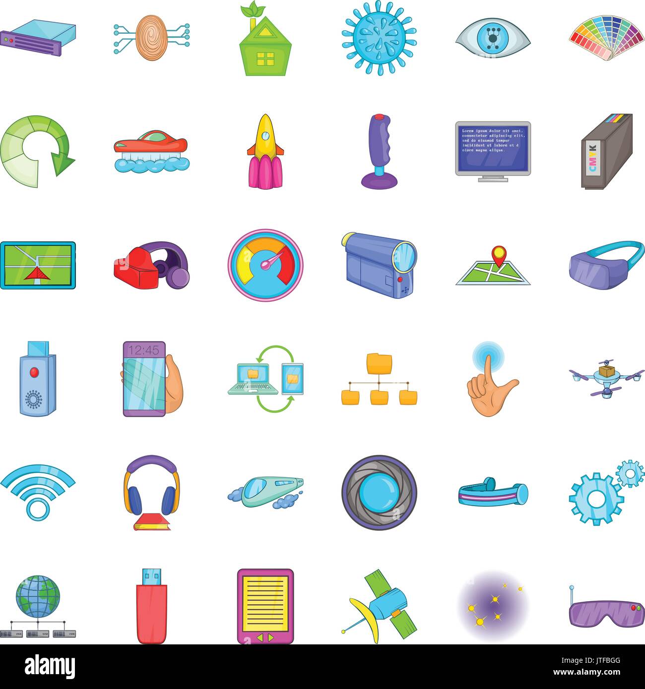 Media technology icons set, cartoon style Stock Vector Image & Art - Alamy