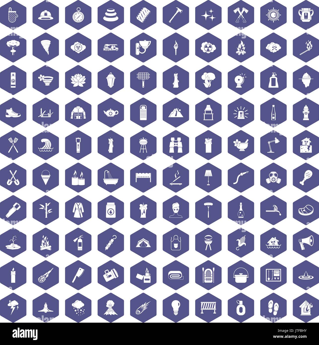 100 fire icons hexagon purple Stock Vector Image & Art - Alamy