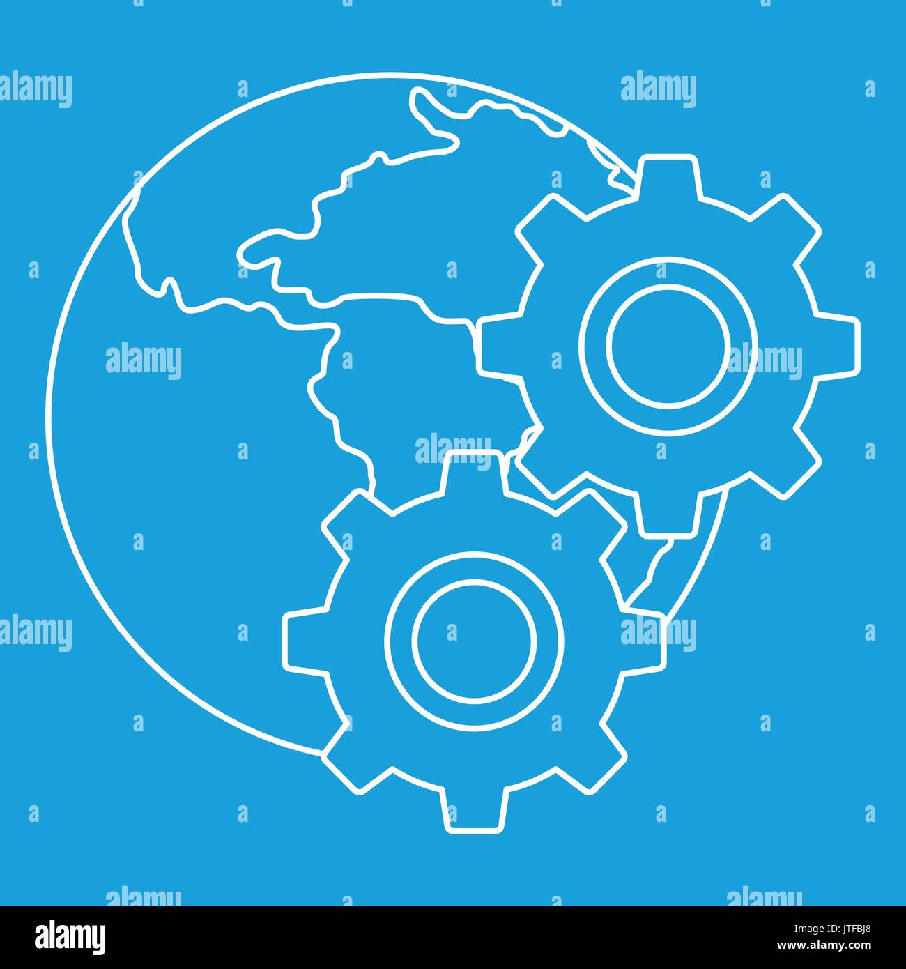 World planet and gears icon, outline style Stock Vector Image & Art - Alamy