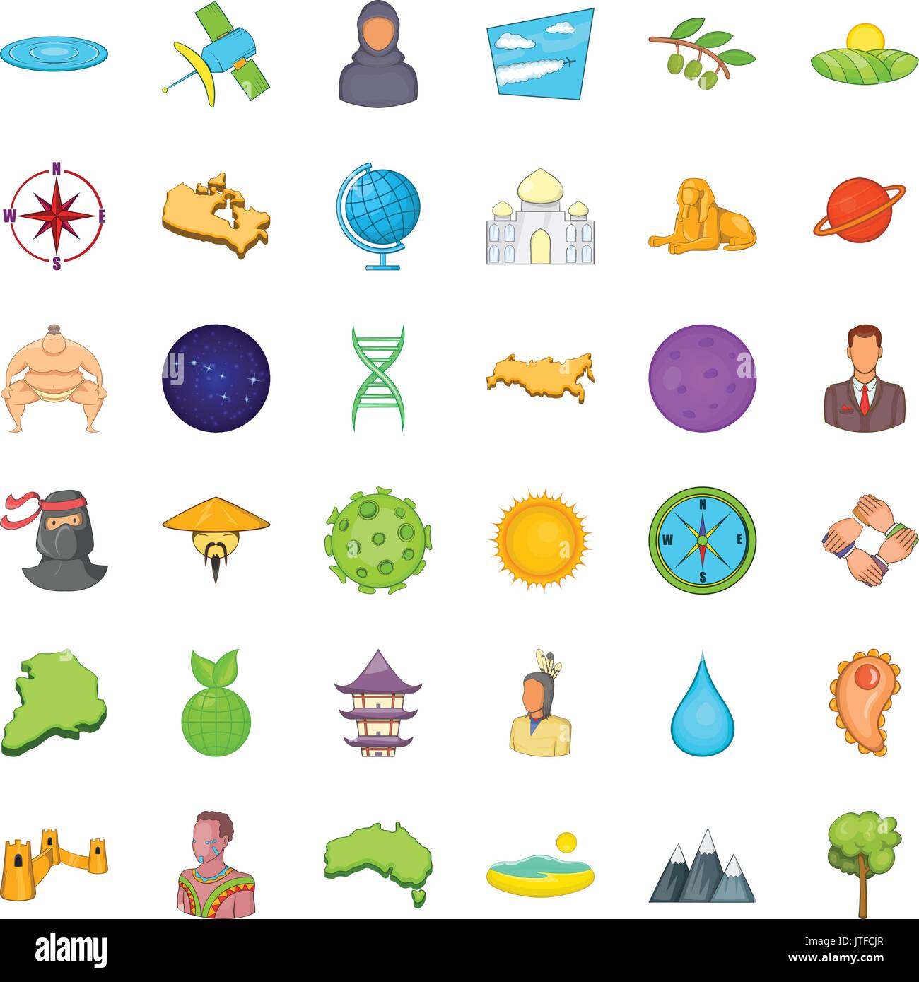Big world icons set, cartoon style Stock Vector Image & Art - Alamy