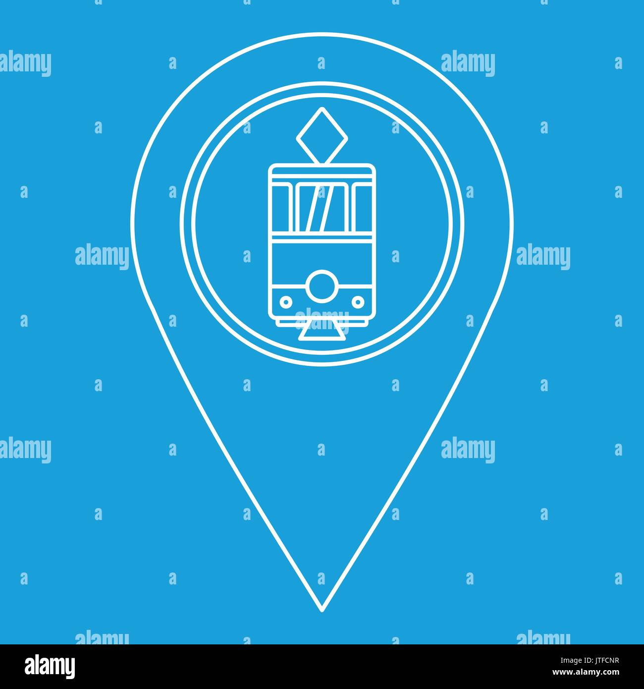 Map pointer with tram icon, outline style Stock Vector Image & Art - Alamy
