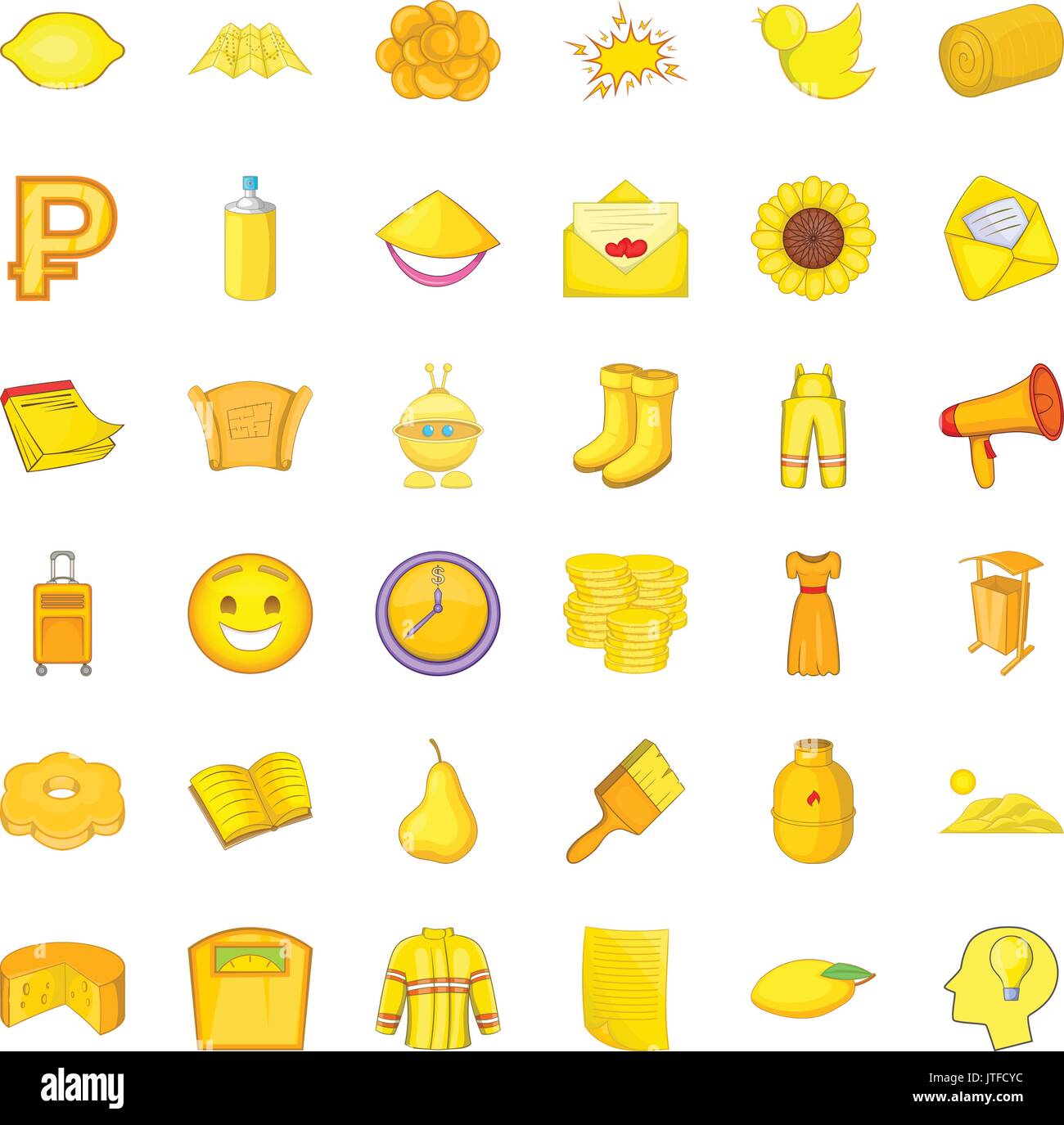 Yellow thing icons set, cartoon style Stock Vector Image & Art - Alamy