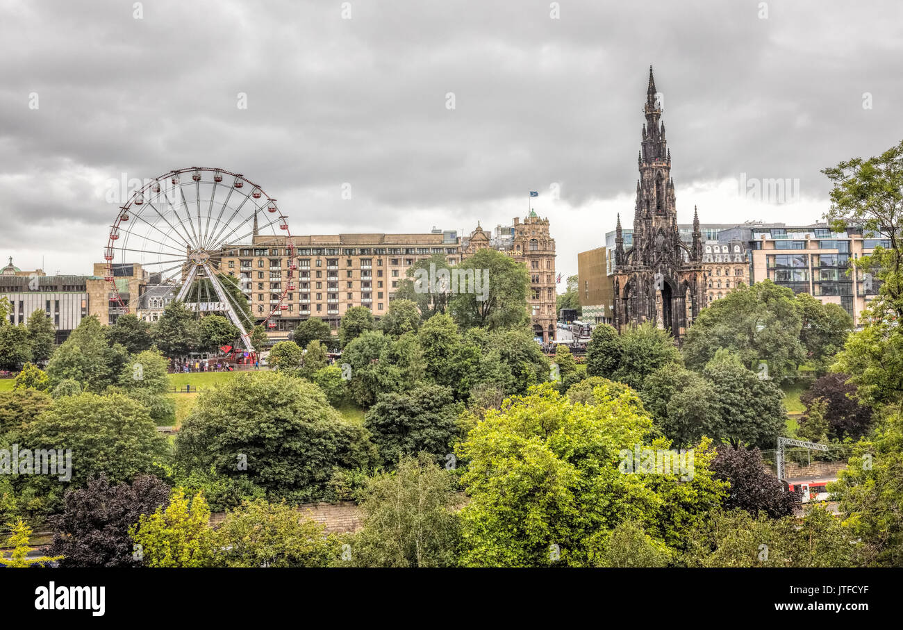Giant Wheel and Sir Walter Scott Memorial in Edinburgh Stock Photo - Alamy
