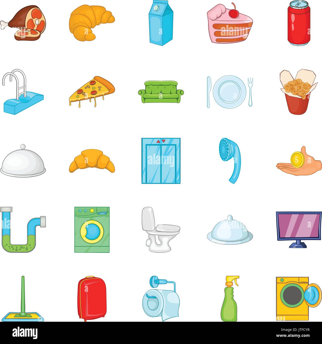 Hotel room icons set, cartoon style Stock Vector Image & Art - Alamy