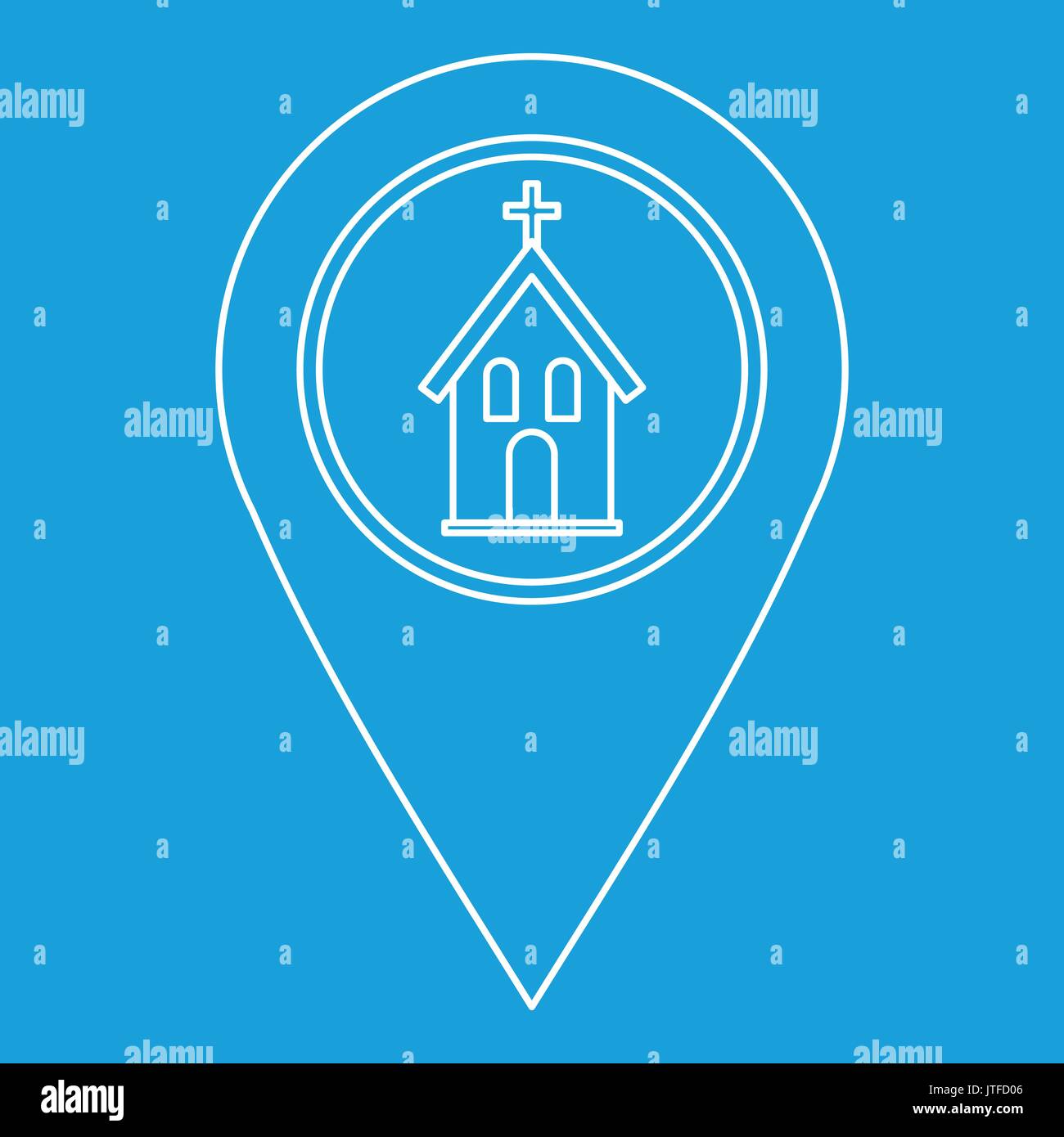 Geo tag with church symbol icon, outline style Stock Vector Image & Art ...