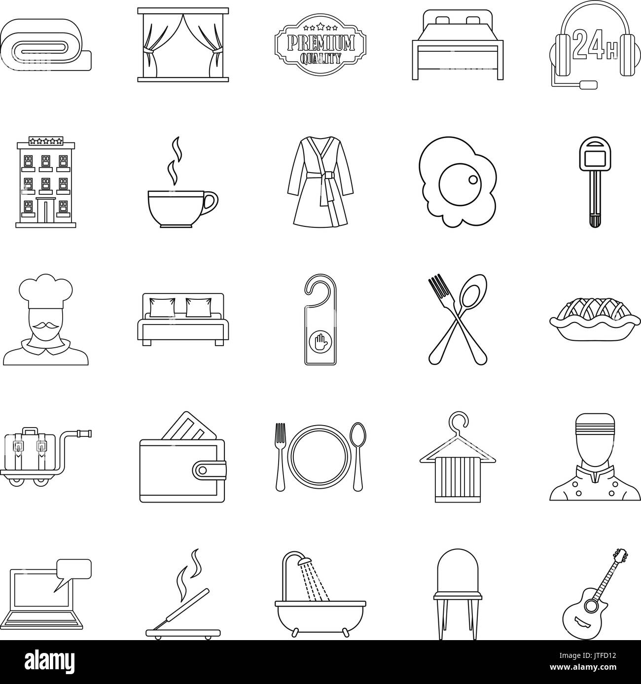 Hostel icons set, outline style Stock Vector Image & Art - Alamy