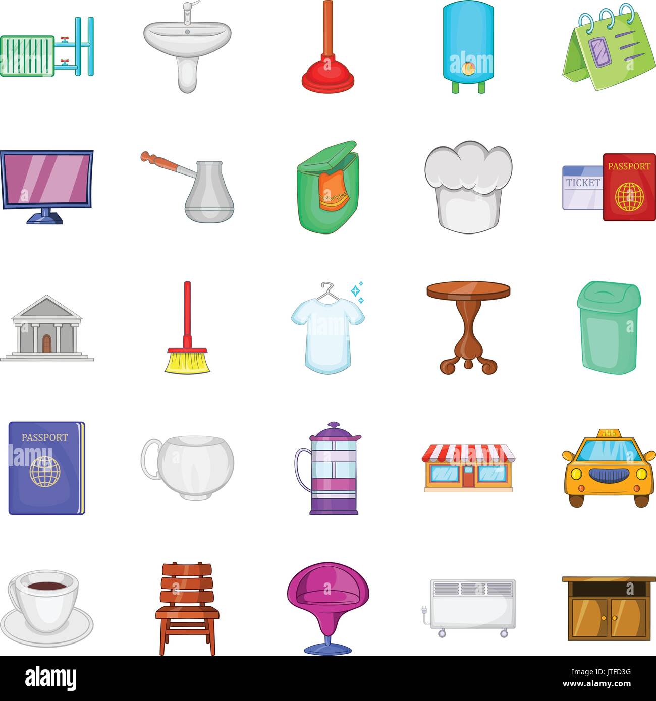 Inn icons set, cartoon style Stock Vector Image & Art - Alamy