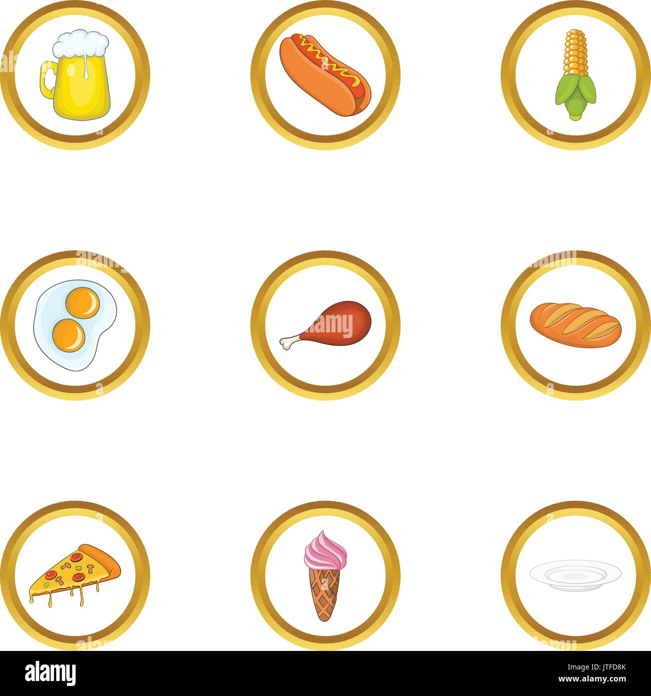 Snacks icons set, cartoon style Stock Vector Image & Art - Alamy