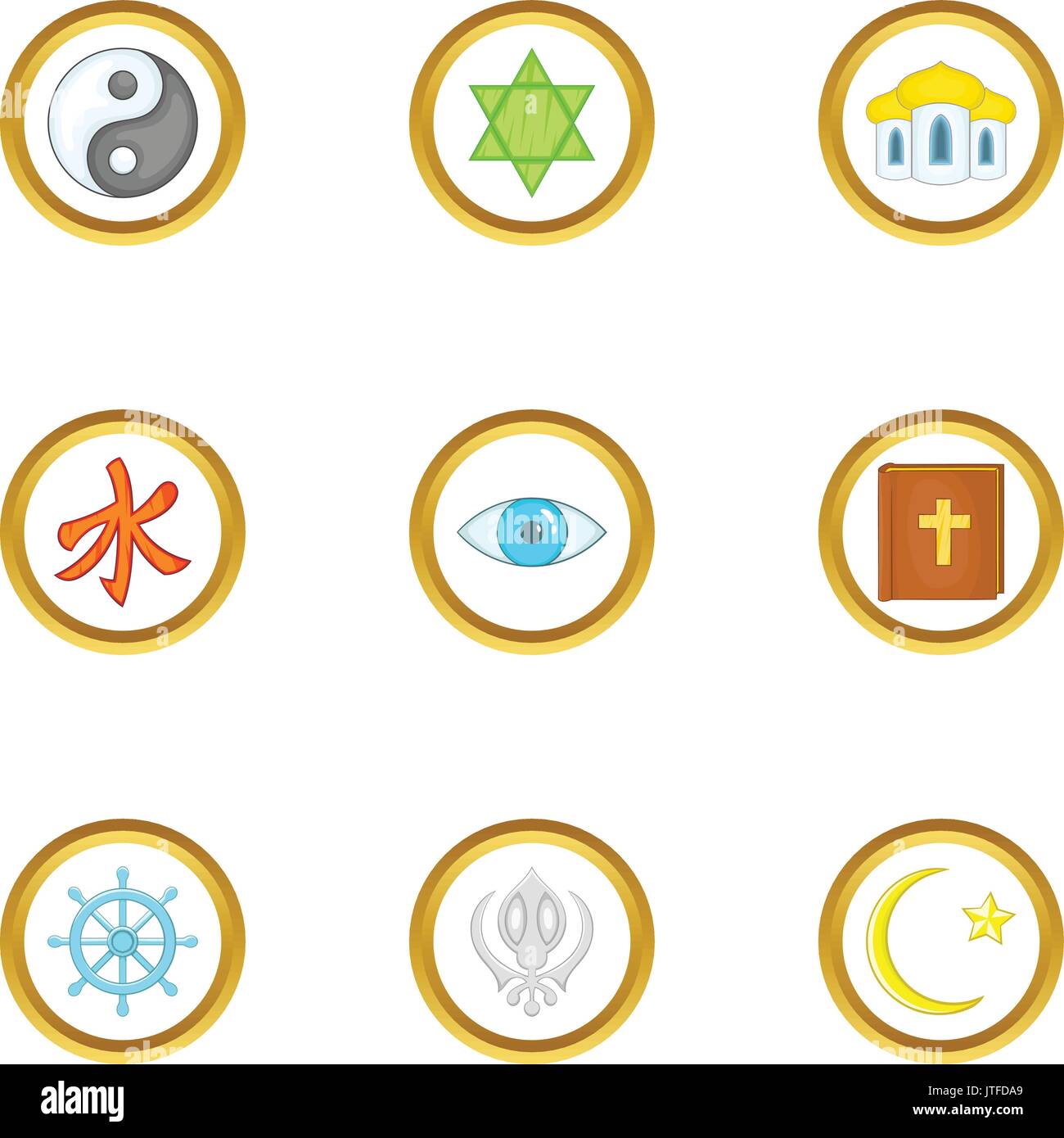 Different religion icons set, cartoon style Stock Vector Image & Art ...