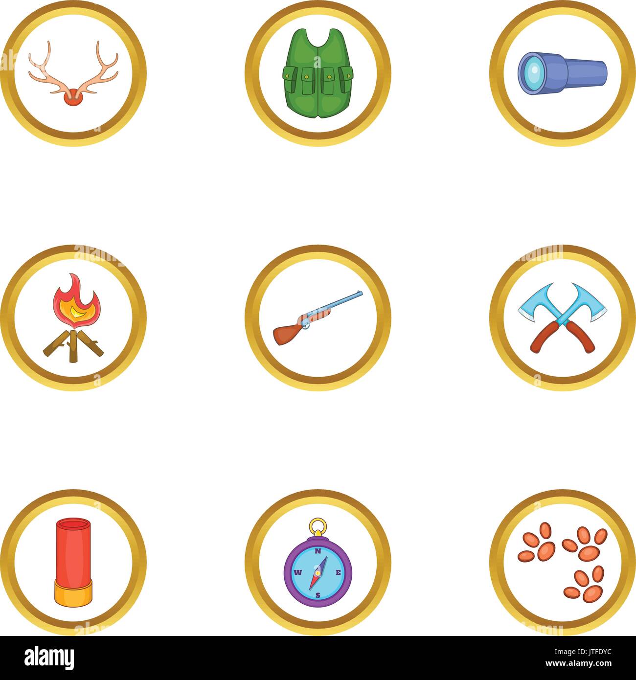 Hunter equipment icons set, cartoon style Stock Vector Image & Art - Alamy