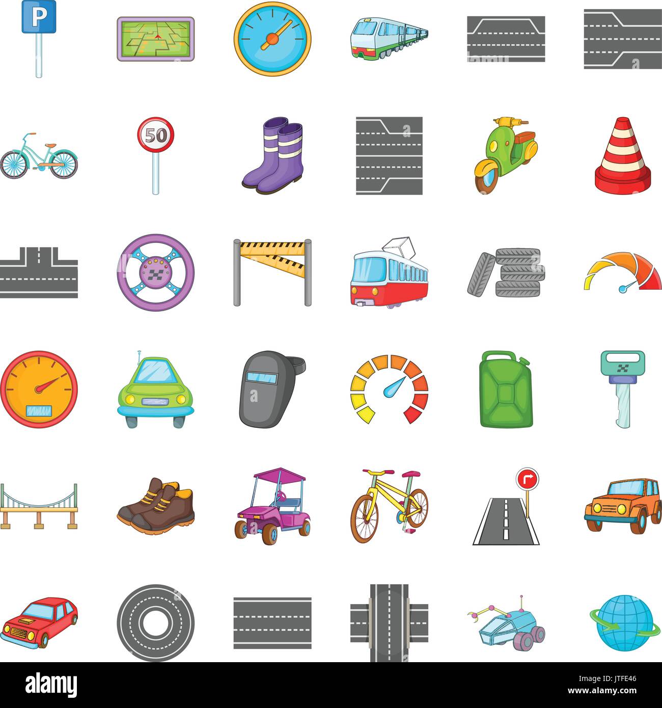 Hard traffic icons set, cartoon style Stock Vector Image & Art - Alamy