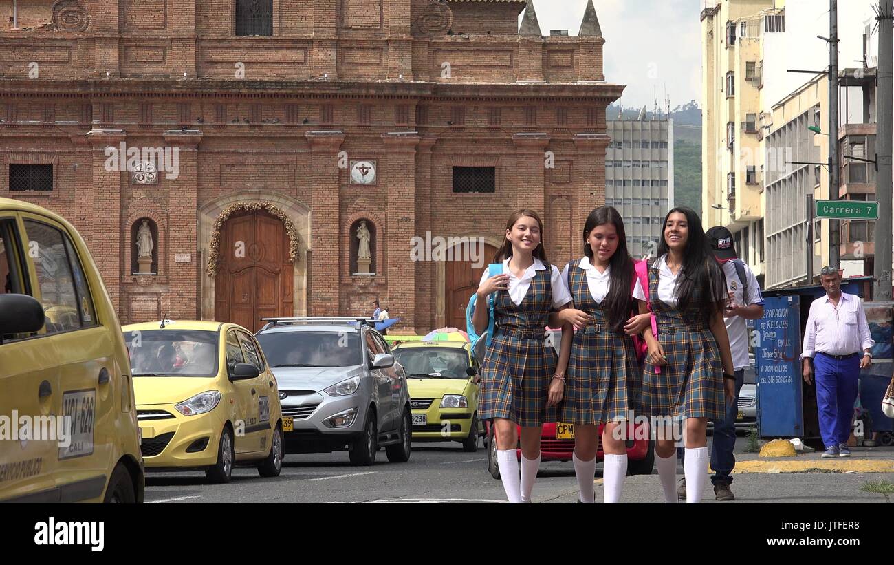 Female Students Walking Home From School Stock Photo - Alamy