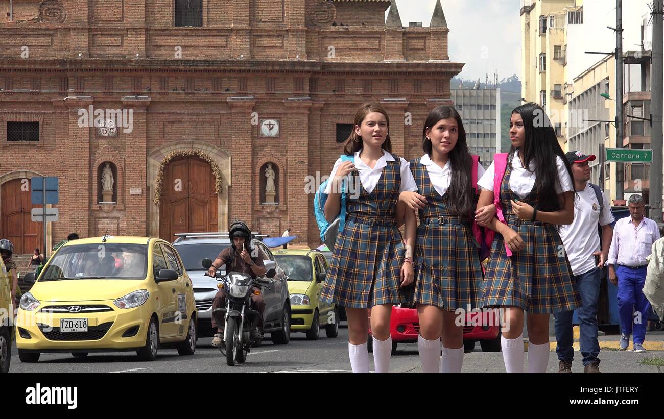 Female Catholic School Students Walking Stock Photo - Alamy
