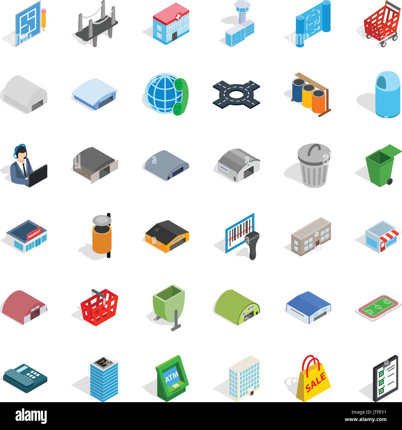 Town icons set, isometric style Stock Vector Image & Art - Alamy