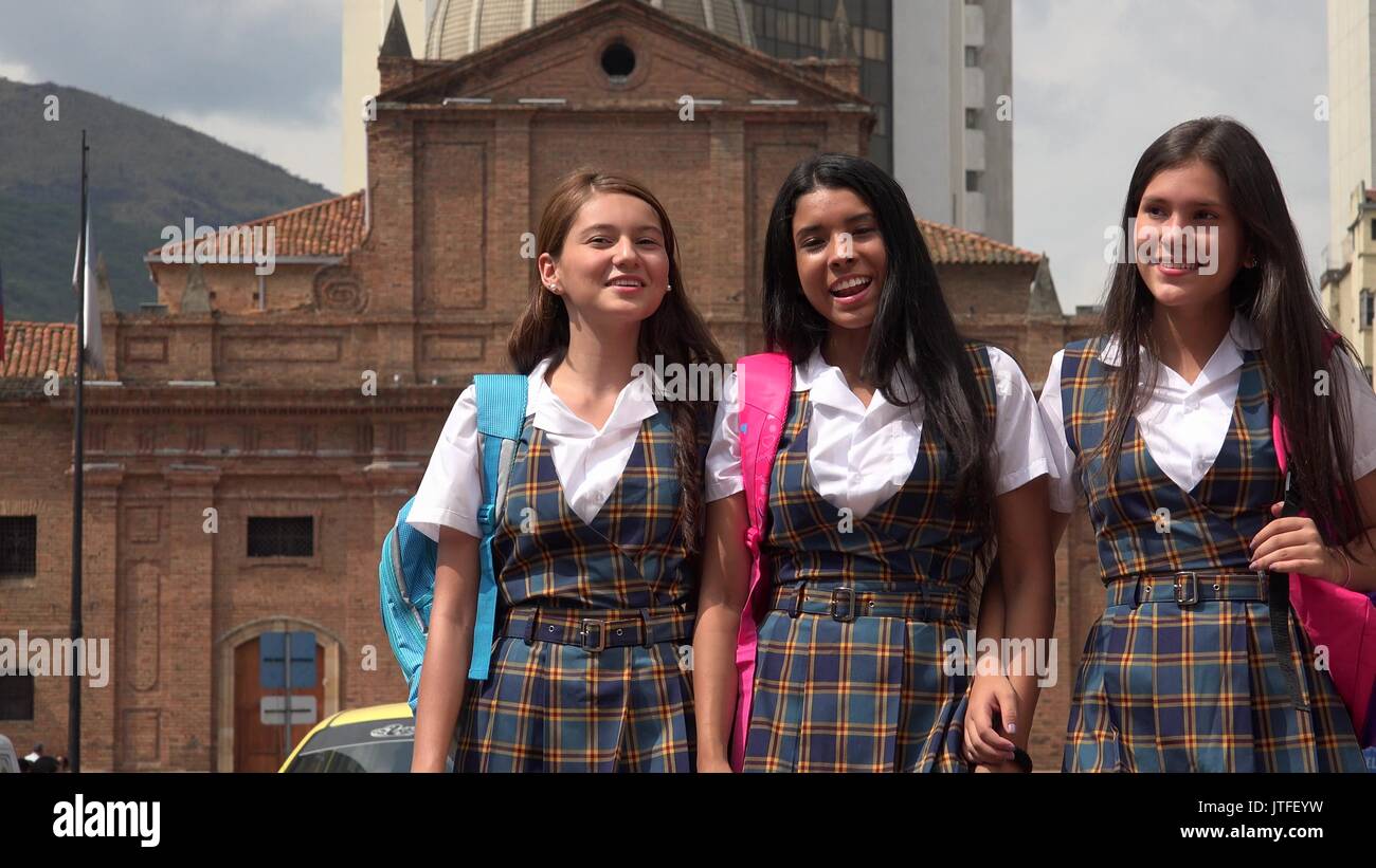 Happy Female Students Stock Photo - Alamy